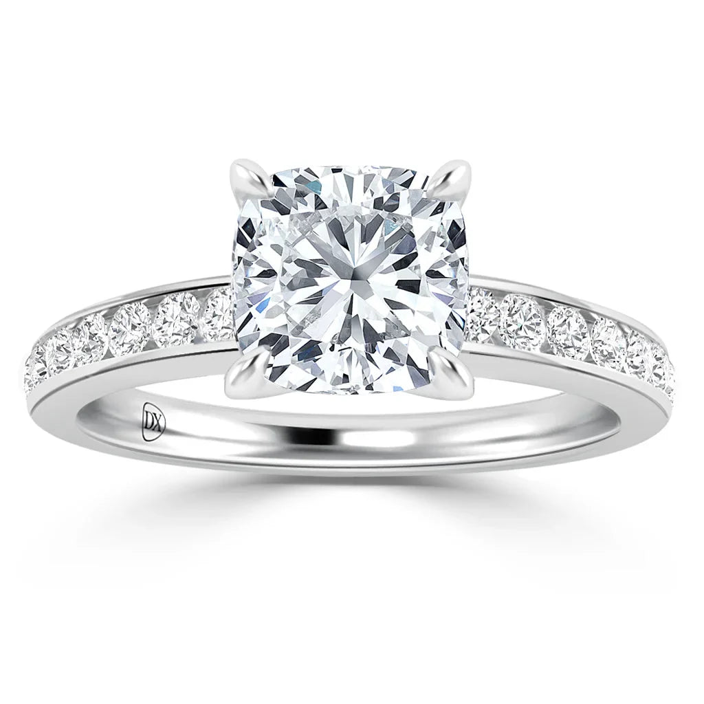 Eva - Platinum Cushion Engagement Ring | DX Diamonds