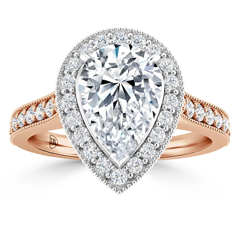 Angelica - 18ct Rose Gold Pear Engagement Ring | DX Diamonds